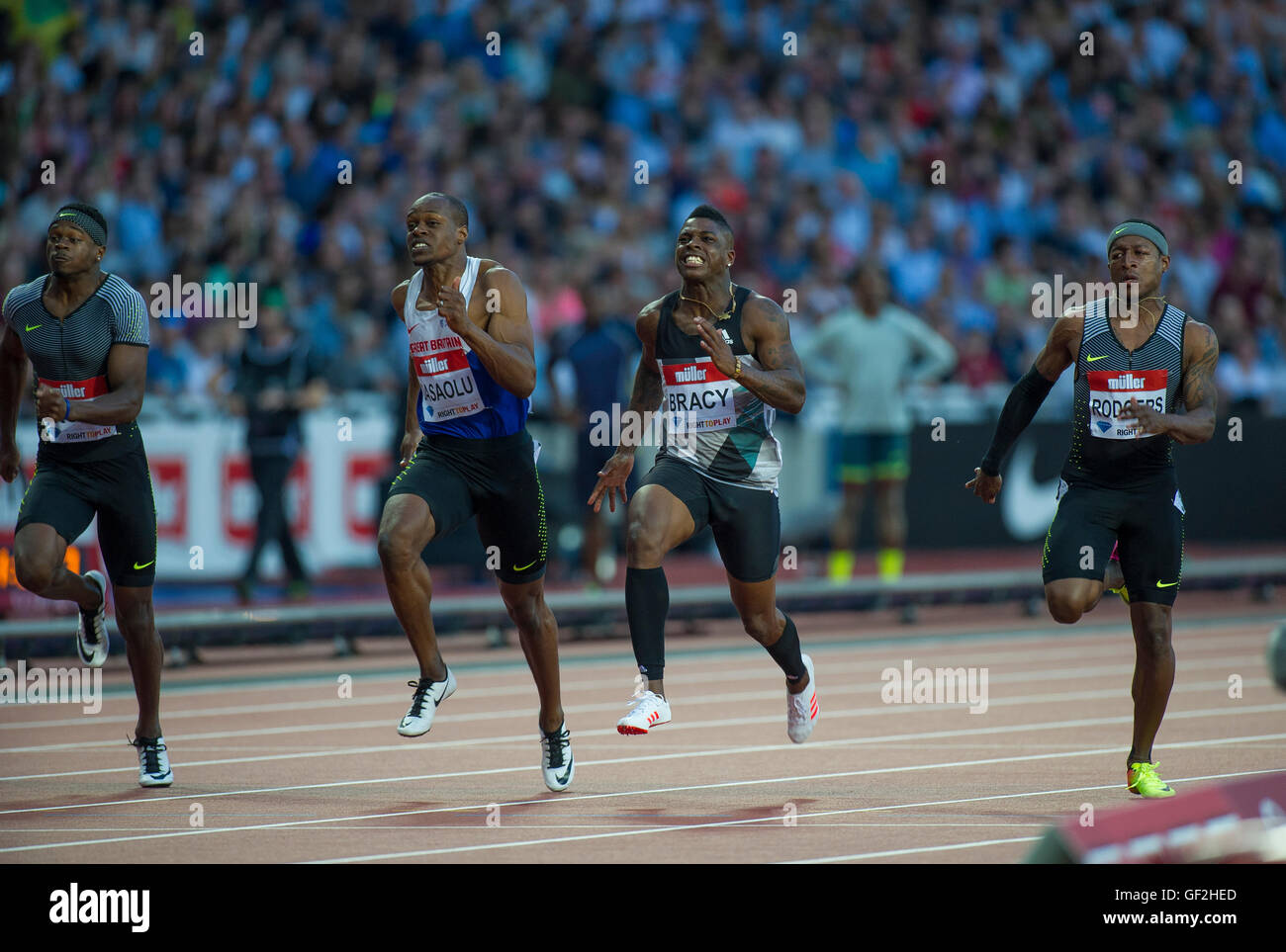 LONDON, ENGLAND - JULY 22: James Dasaolu Marvin Bracy Michael Rodgers ...