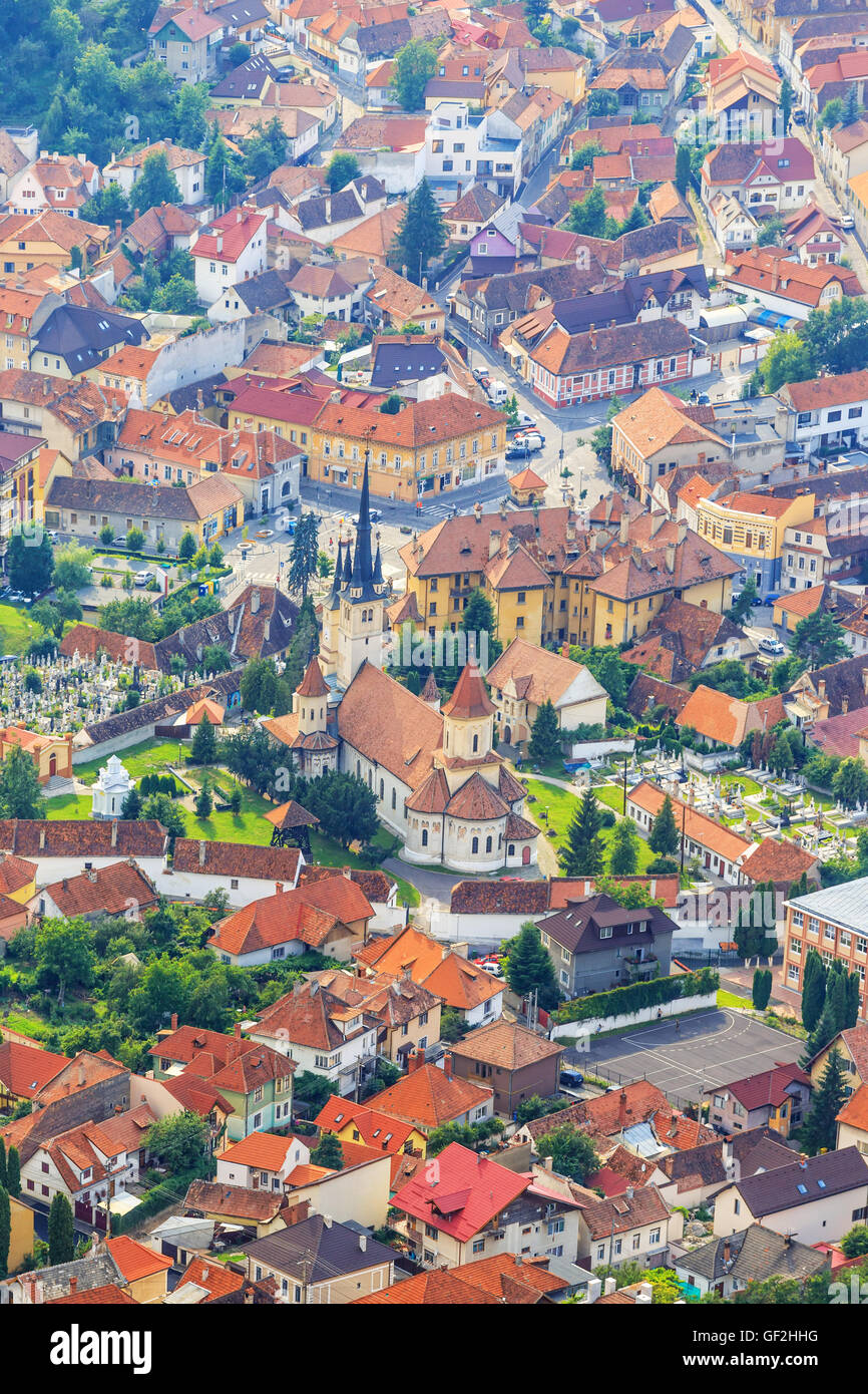 Aerial view of the Old Town, Brasov, Transylvania, Romania Stock Photo ...