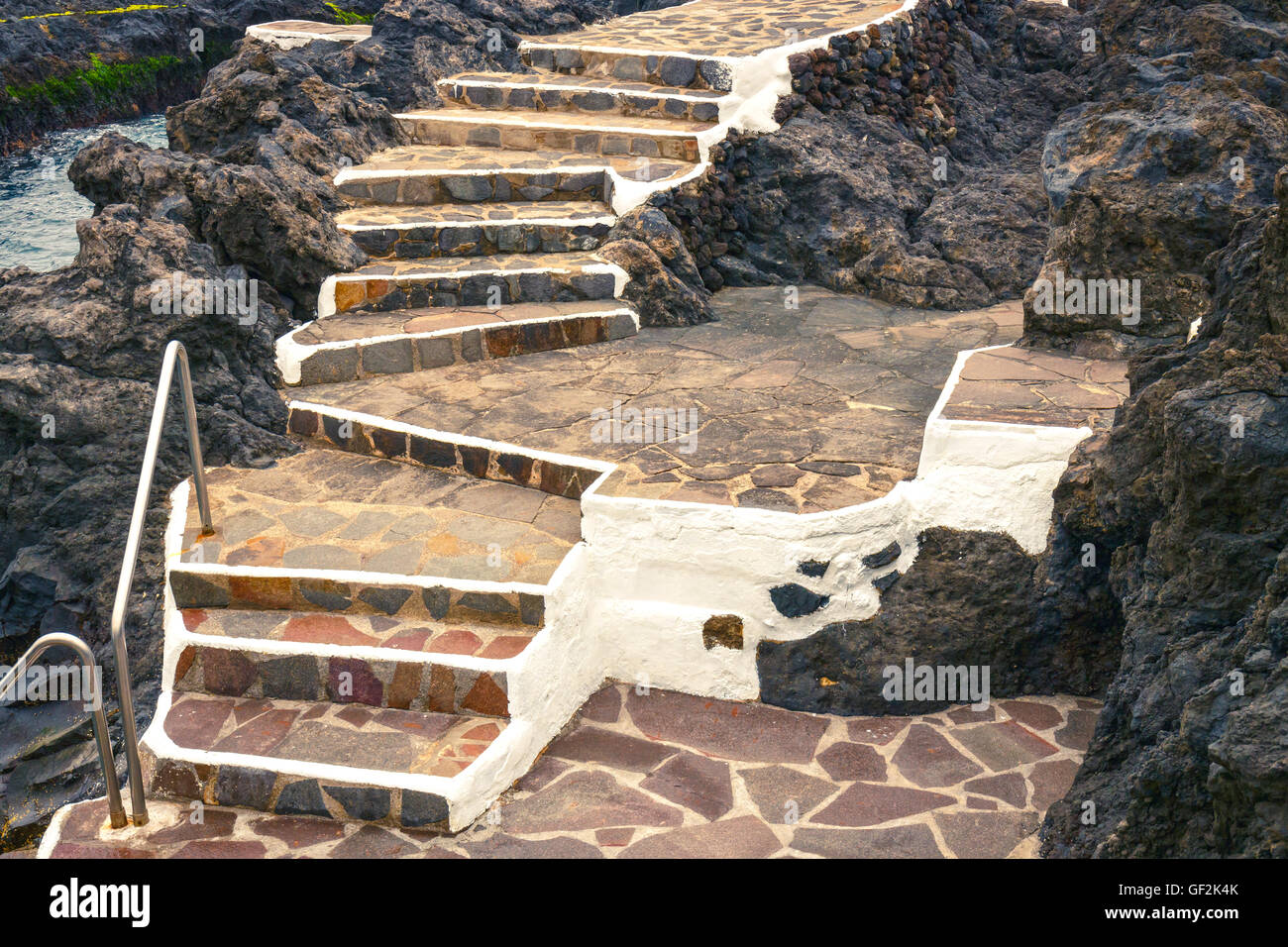Natural pool in Garachico, Tenerife Island, Canary, Spain Stock Photo ...