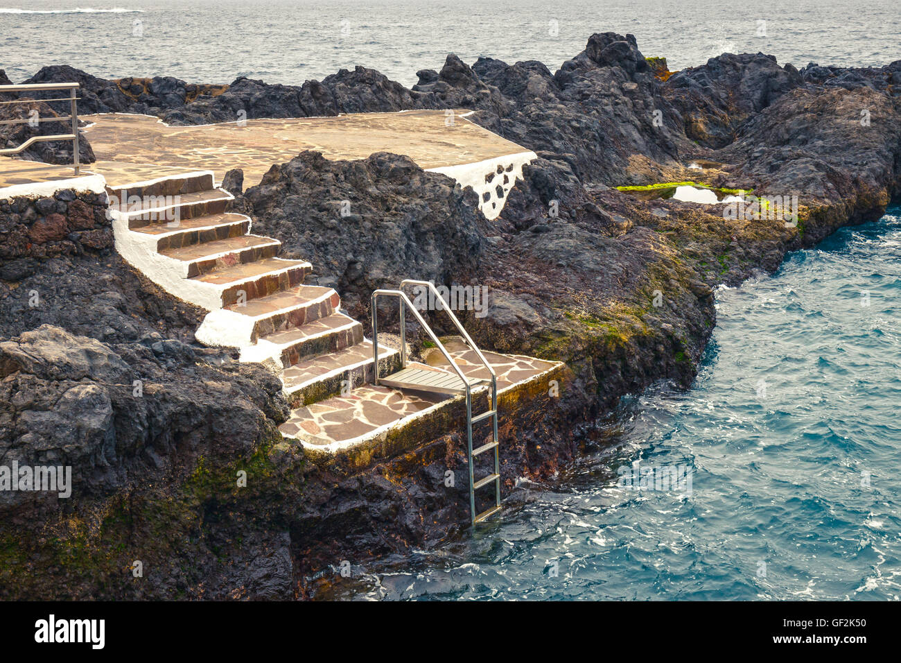 Natural pool in Garachico, Tenerife Island, Canary, Spain Stock Photo ...