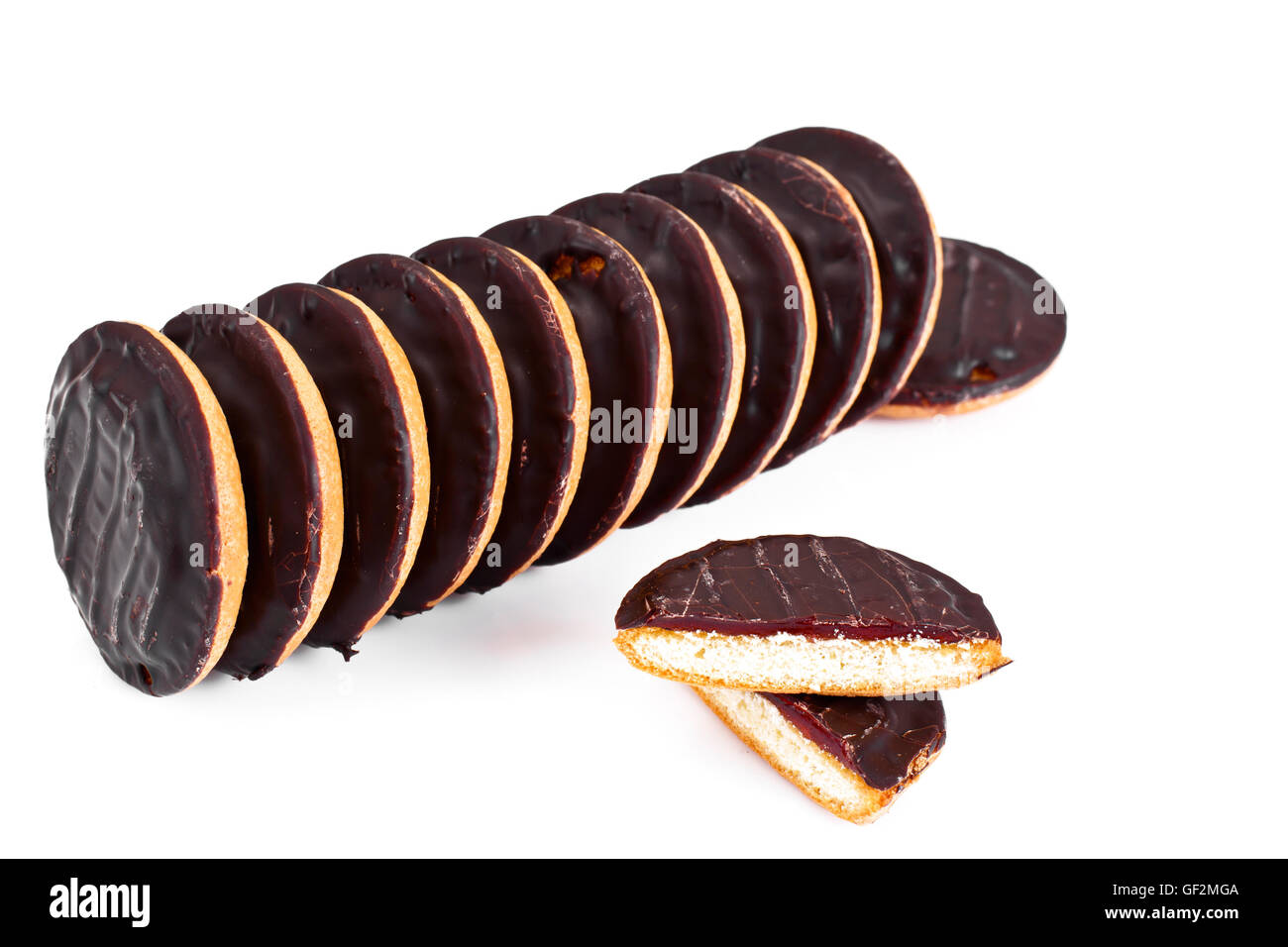 Biscuits with Jam and Chocolate Stock Photo - Alamy