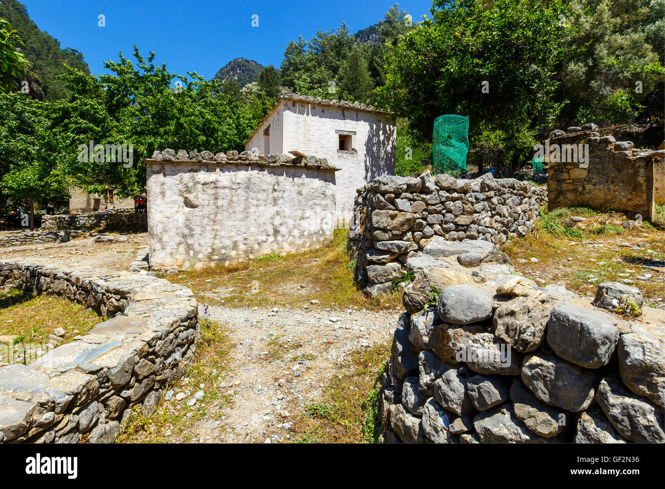 displaced village Samaria in Samaria Gorge in central Crete, Greece ...