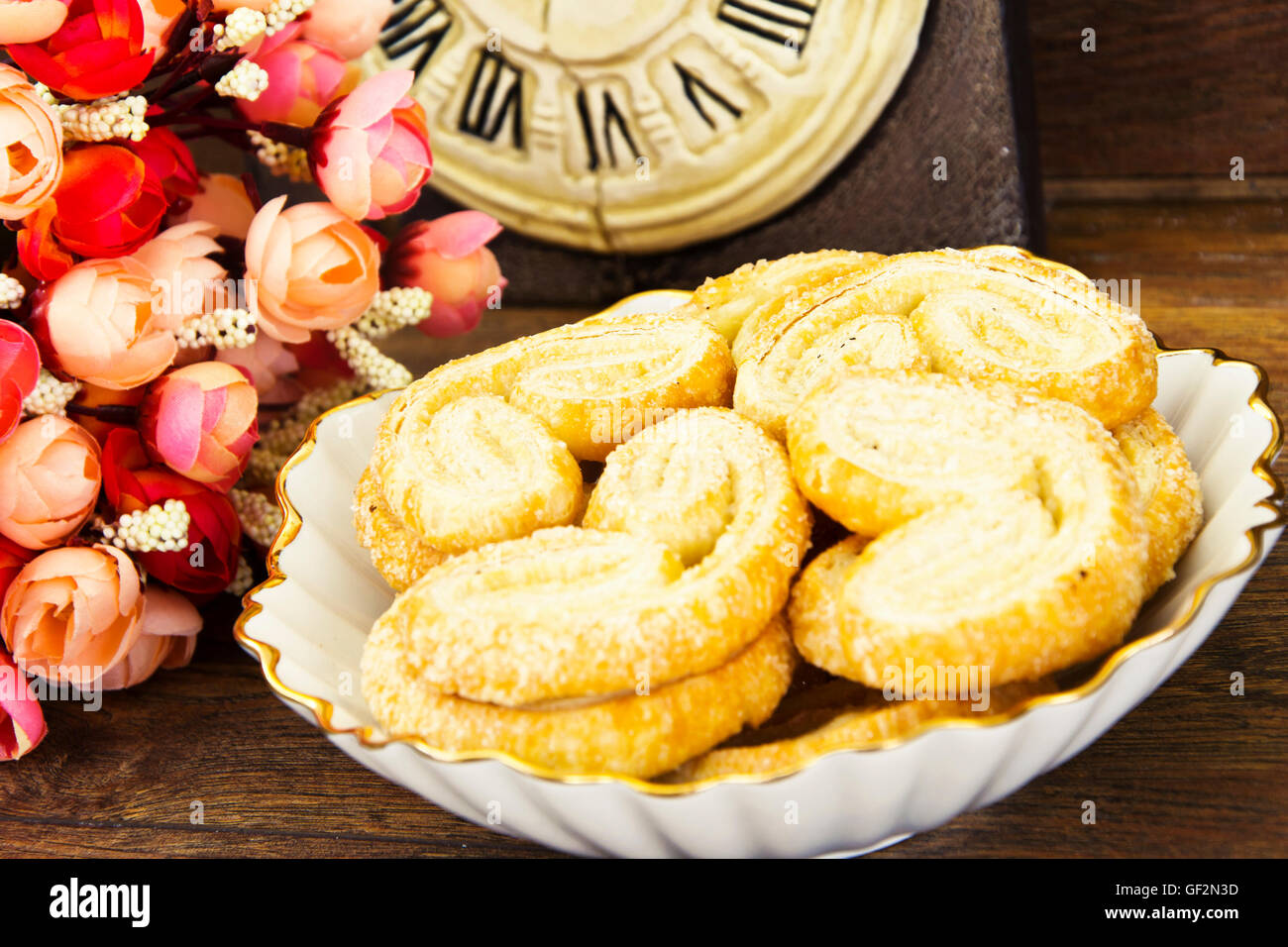 Sugar Puff Cookies on Plate Stock Photo - Alamy