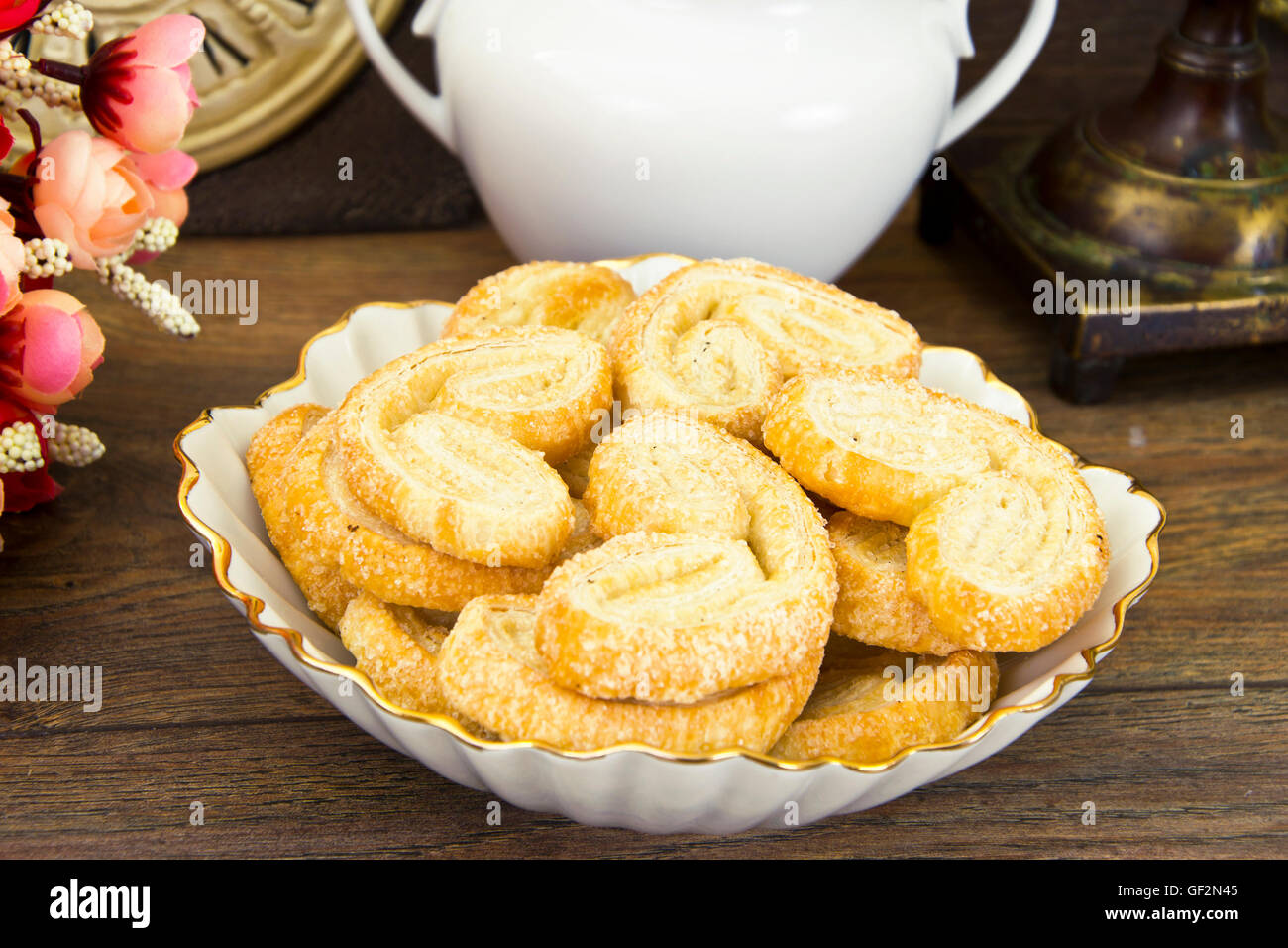 Sugar Puff Cookies on Plate Stock Photo - Alamy