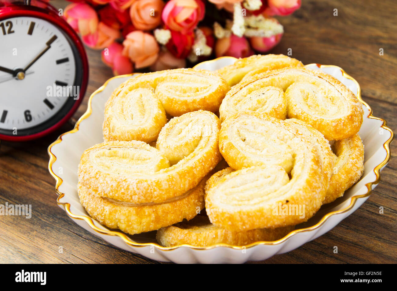 Sugar Puff Cookies on Plate Stock Photo - Alamy