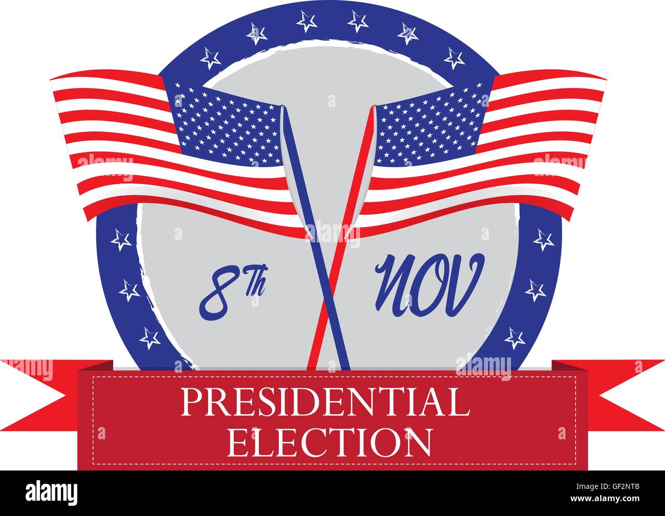 Isolated label with pair of american flags and text, Election day ...