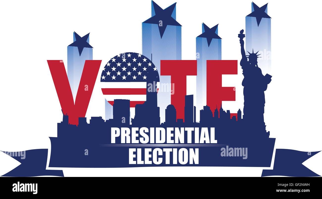 Isolated skyline with text and stars, Election day, Vector illustration ...