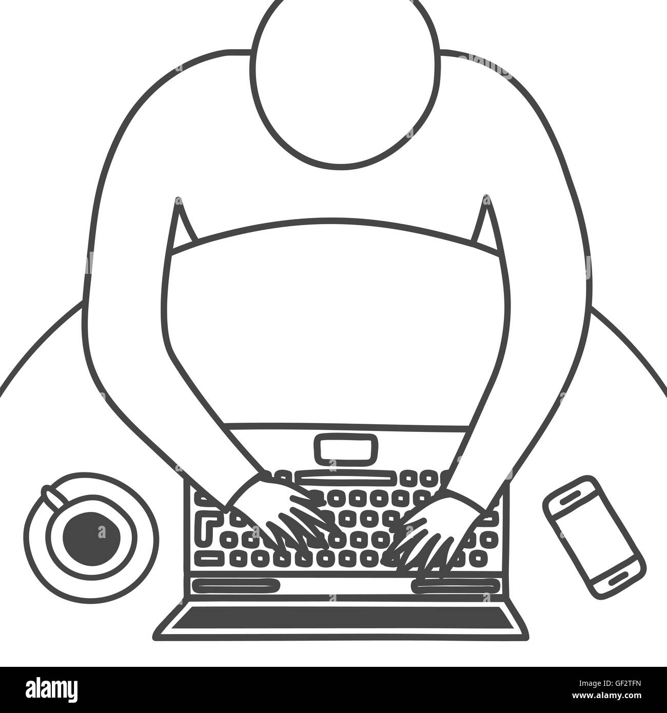 Stylish workplace modern laptop Black and White Stock Photos & Images ...