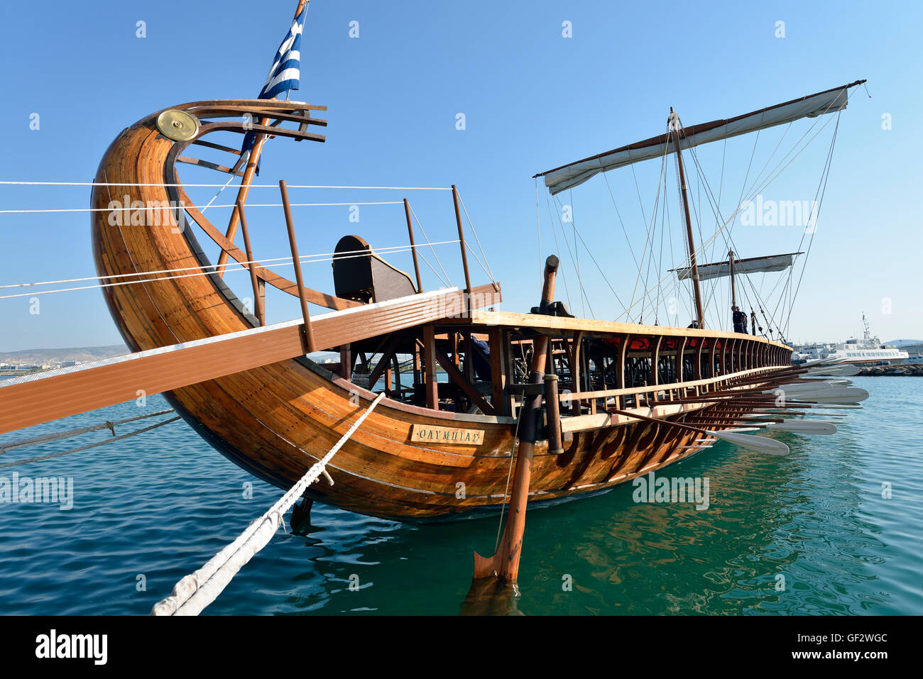 Full scale copy of an ancient trireme in Faliro, Athens, Greece Stock ...