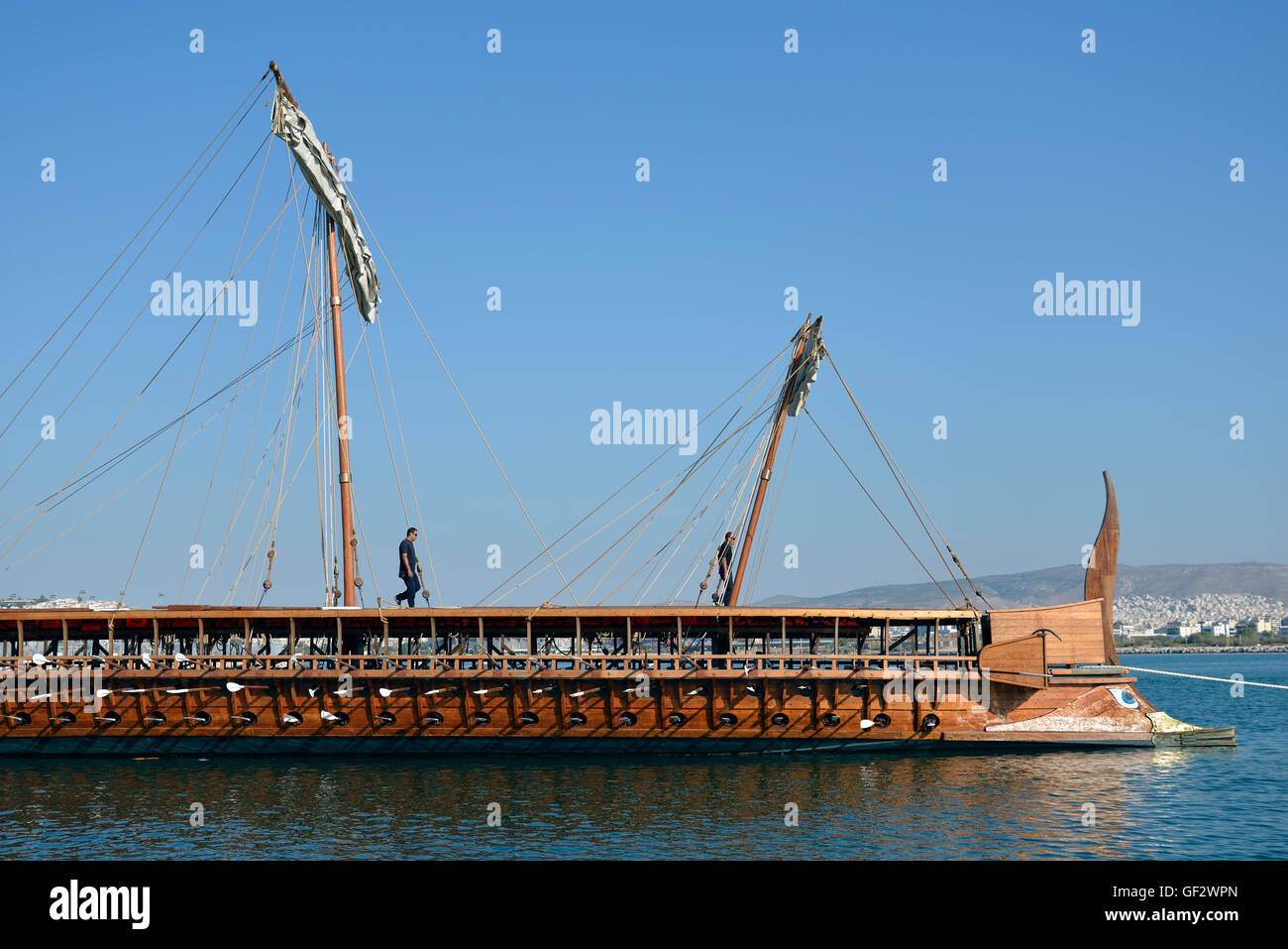 Full scale copy of an ancient trireme in Faliro, Athens, Greece Stock ...