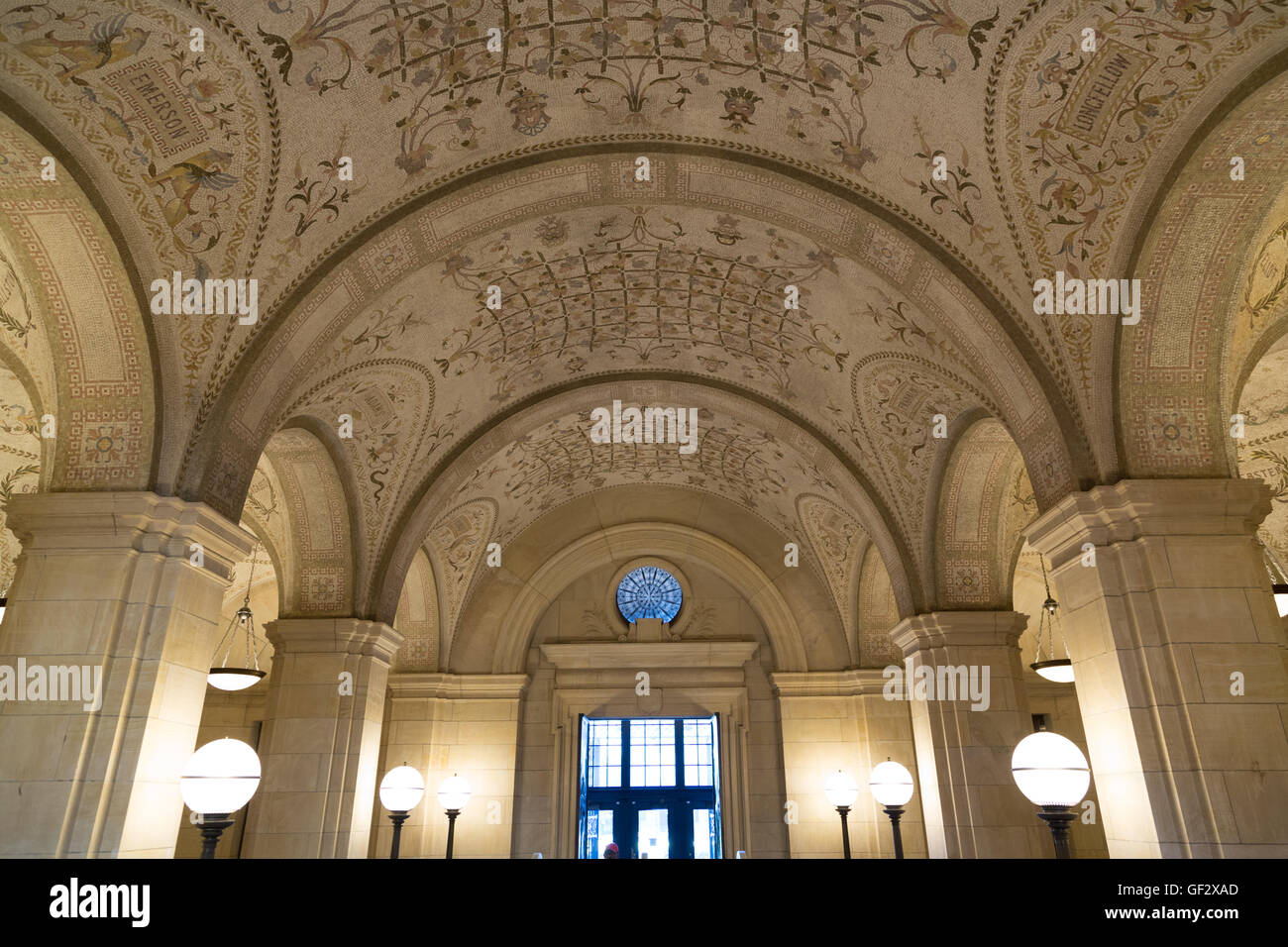 A photograph of the interior of the Boston Central Library in Boston ...