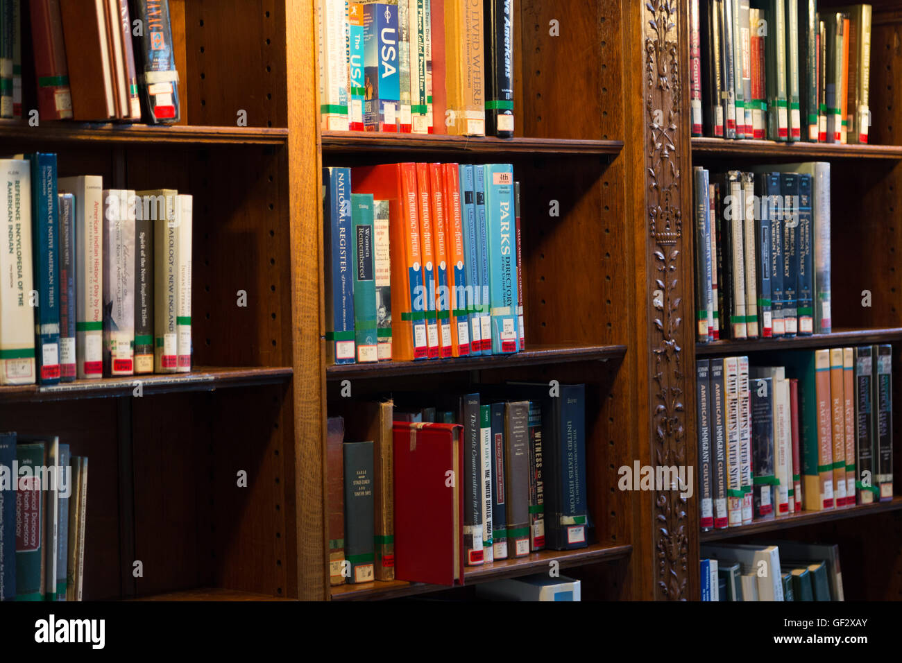 A photograph of some books in the Boston Central Library in Boston ...