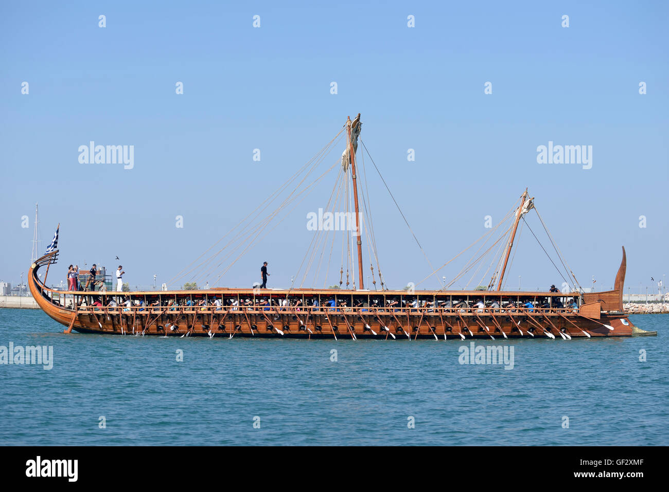 Full scale copy of an ancient trireme underway in Faliro, Athens ...