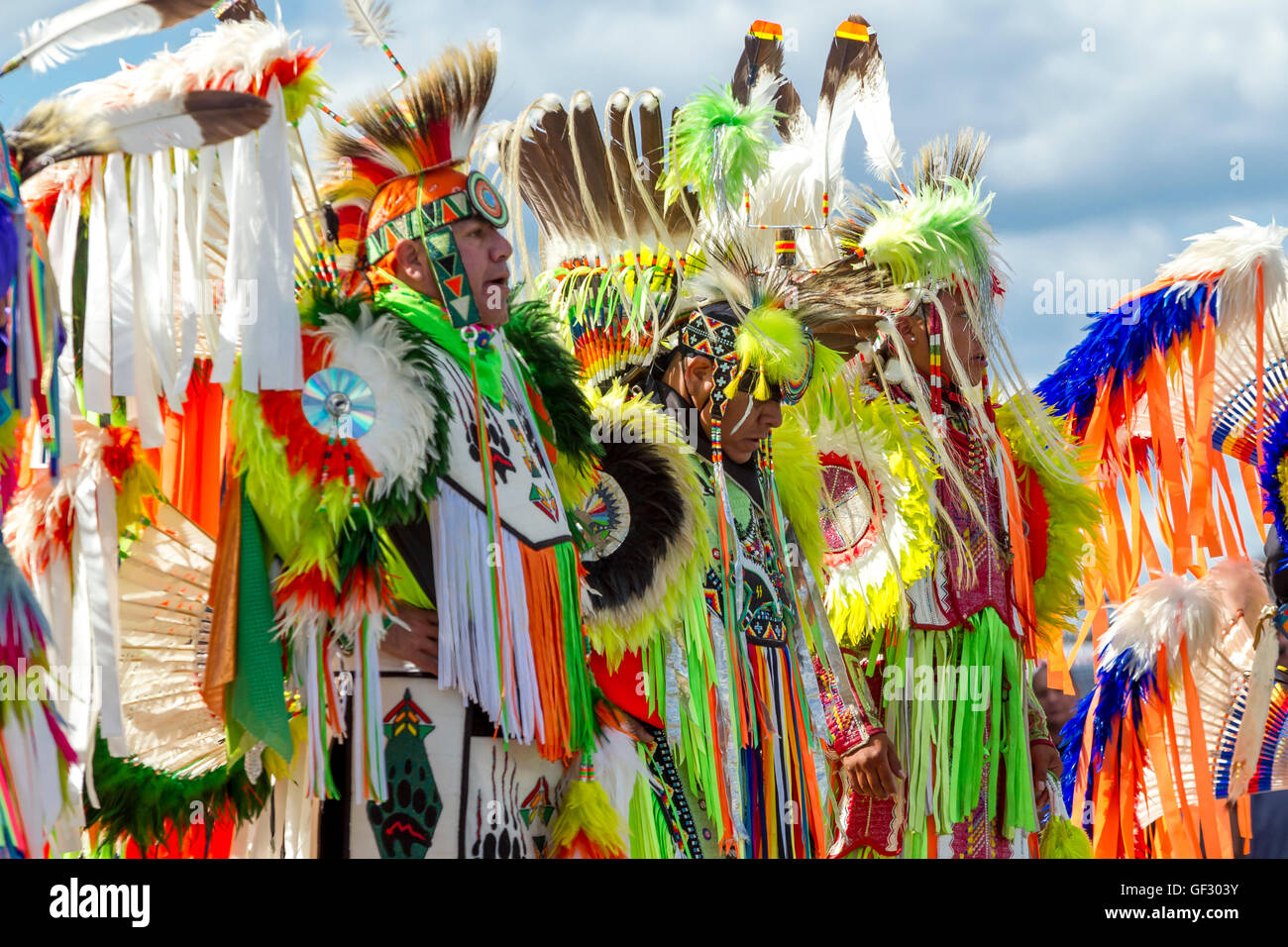 Row of men at powwow Stock Photo - Alamy