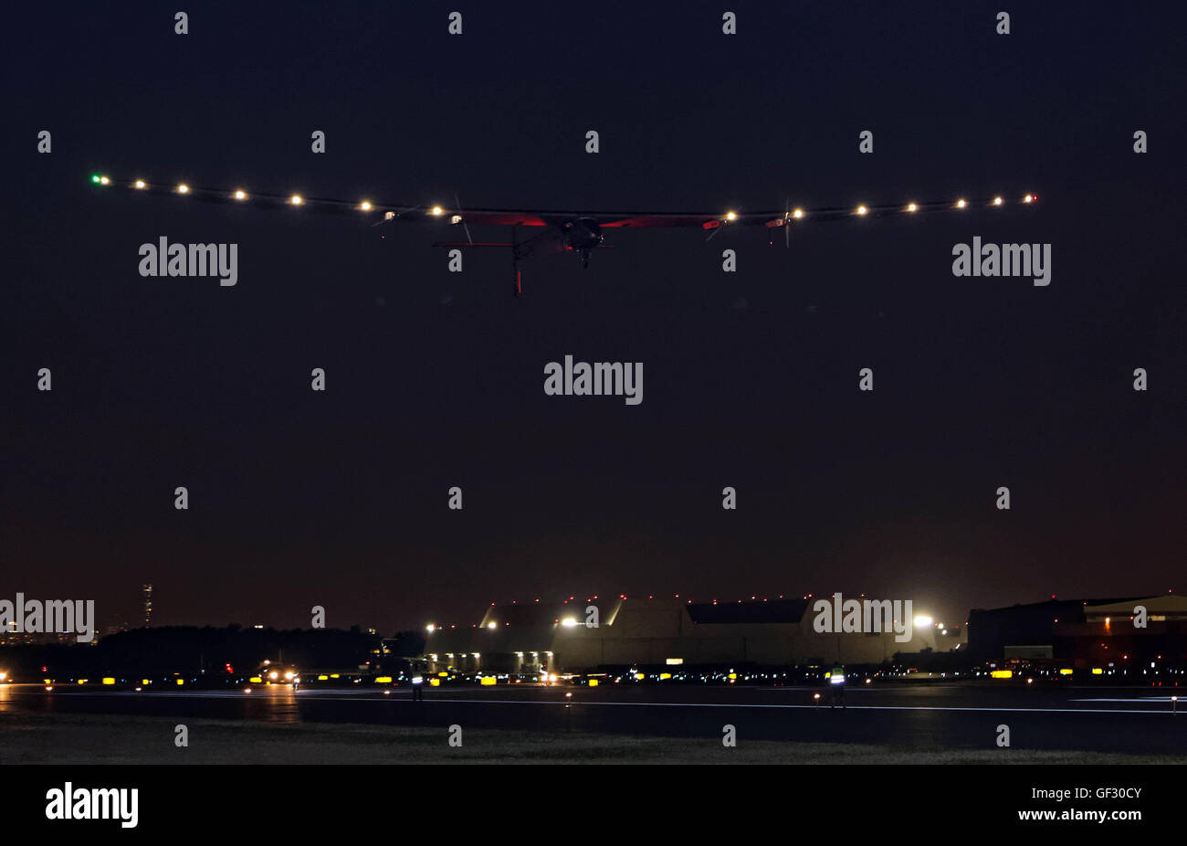 Bertrand Piccard of Switzerland pilots his solar powered aircraft Solar ...