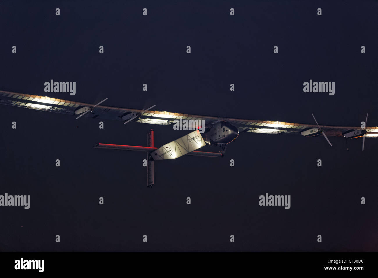 Bertrand Piccard of Switzerland pilots his solar powered aircraft Solar ...