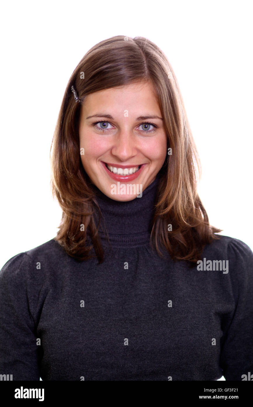 Closeup portrait of a happy young woman smiling Stock Photo - Alamy