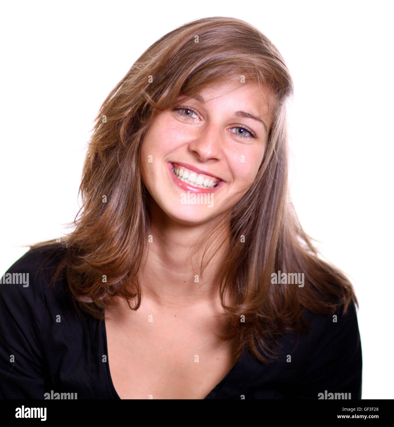 Closeup portrait of a happy young woman smiling Stock Photo - Alamy