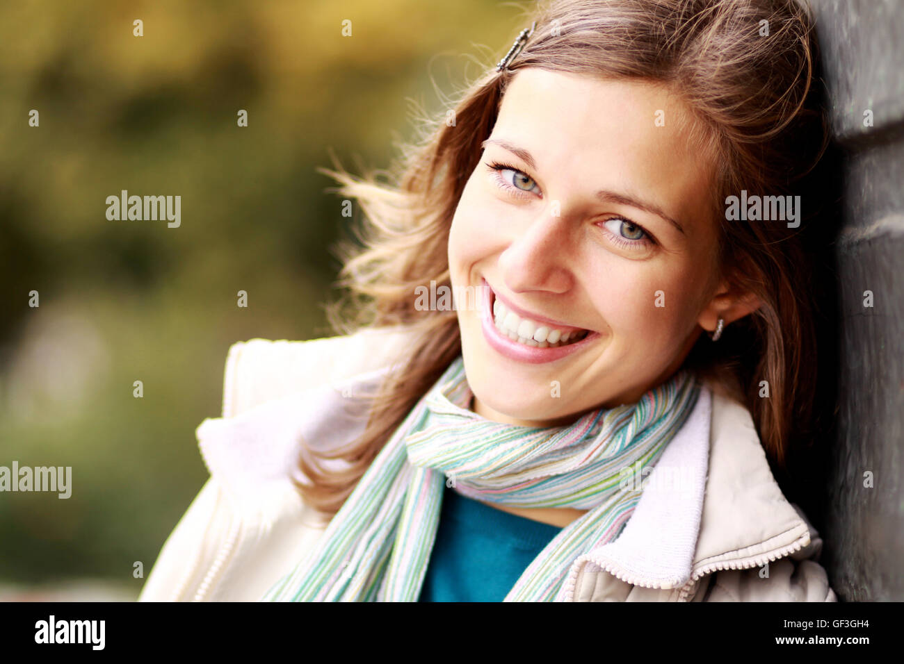 Closeup portrait of a happy young woman smiling Stock Photo - Alamy