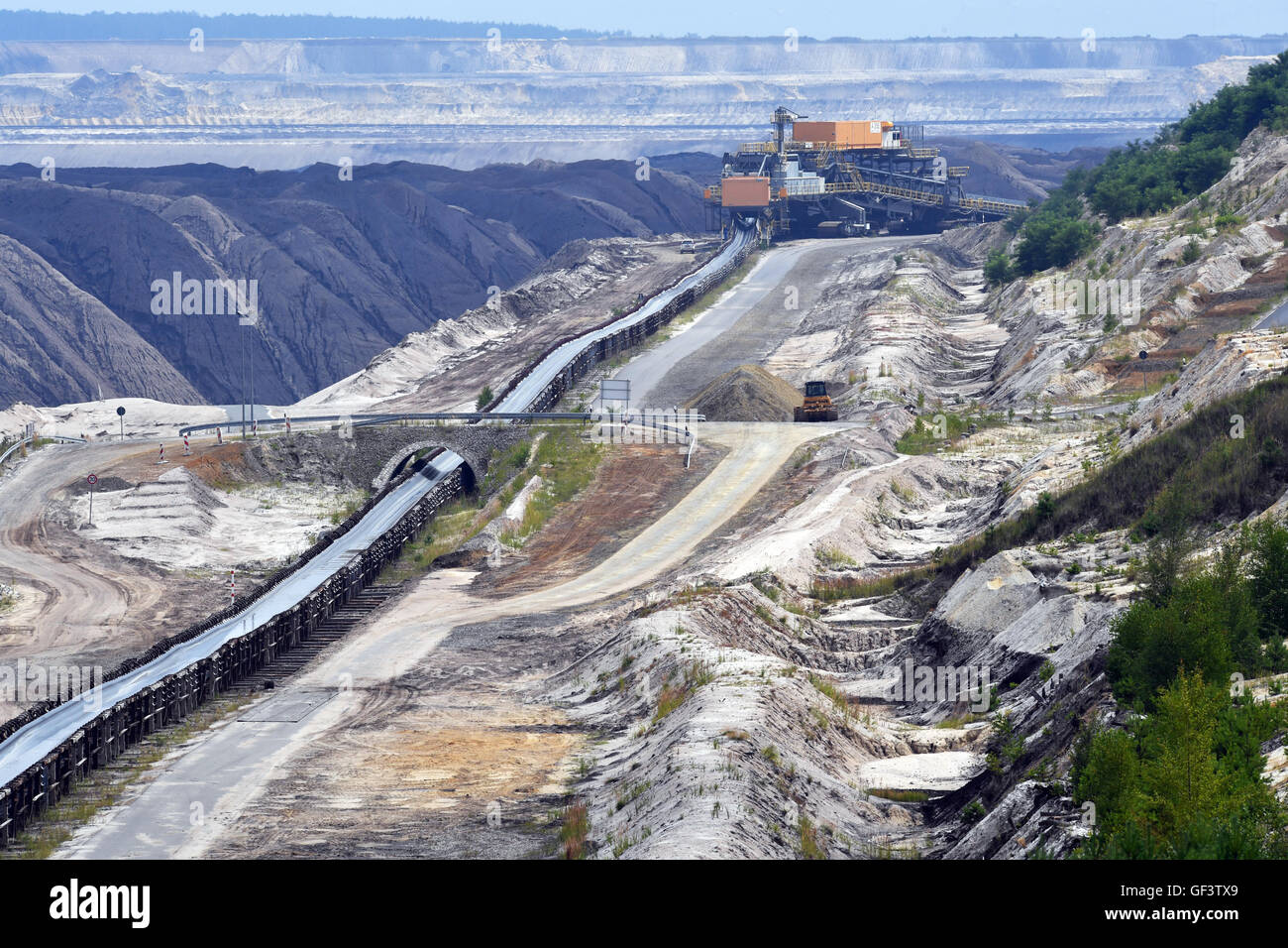 View of the brown coal mine Welzow Sued of Vattenfall AG in Welzow ...