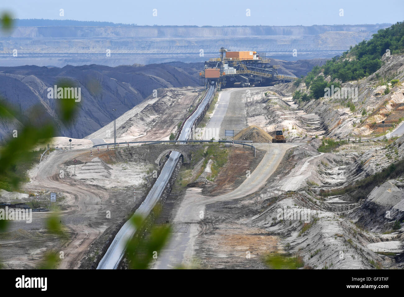 View of the brown coal mine Welzow Sued of Vattenfall AG in Welzow ...
