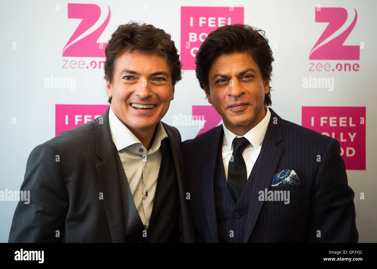 Munich, Germany. 28th July, 2016. Bollywood actor Shah Rukh Khan (R ...