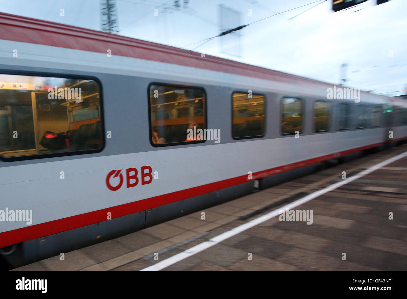 Hamburg, Germany. 28th July, 2016. A EuroNight night train operated by ...