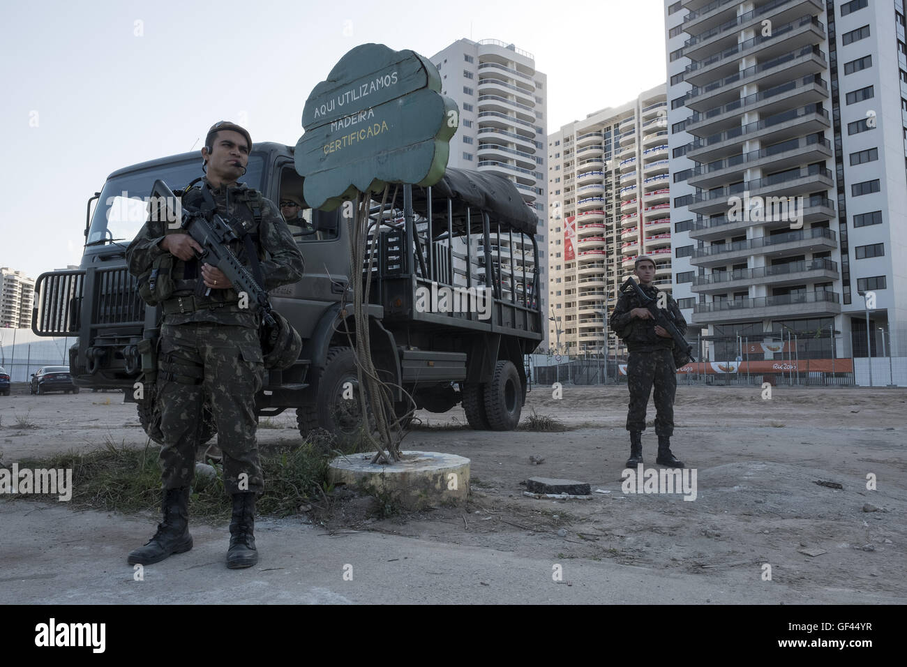 Rio de Janeiro, Brazil. 27th July, 2016. Military units securing the ...