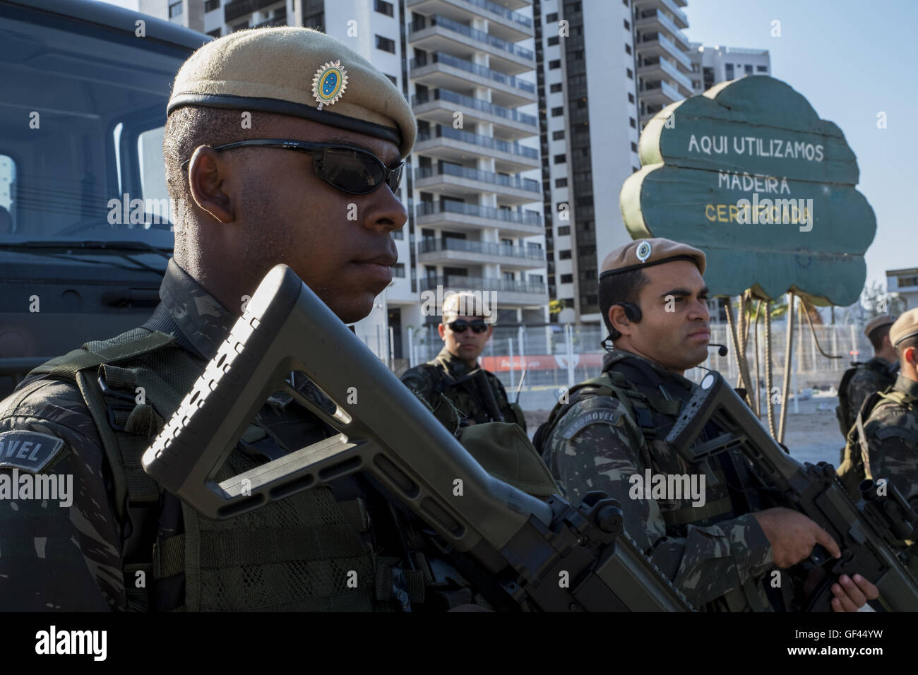 Rio de Janeiro, Brazil. 27th July, 2016. Military units securing the ...