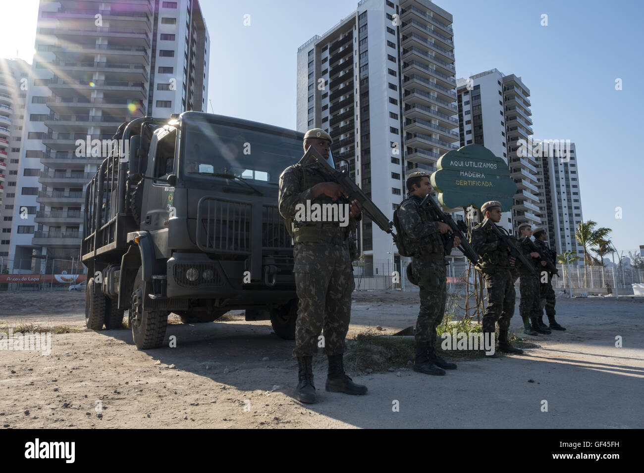 Rio de Janeiro, Brazil. 27th July, 2016. Military units securing the ...