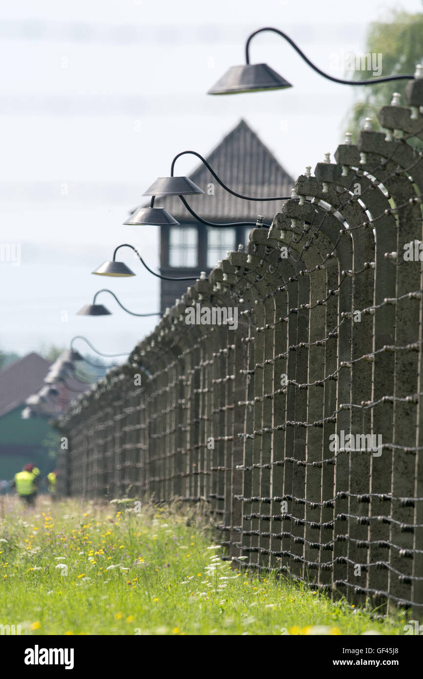 Barbed wire fences and a watchtower are seen on the grounds of the ...