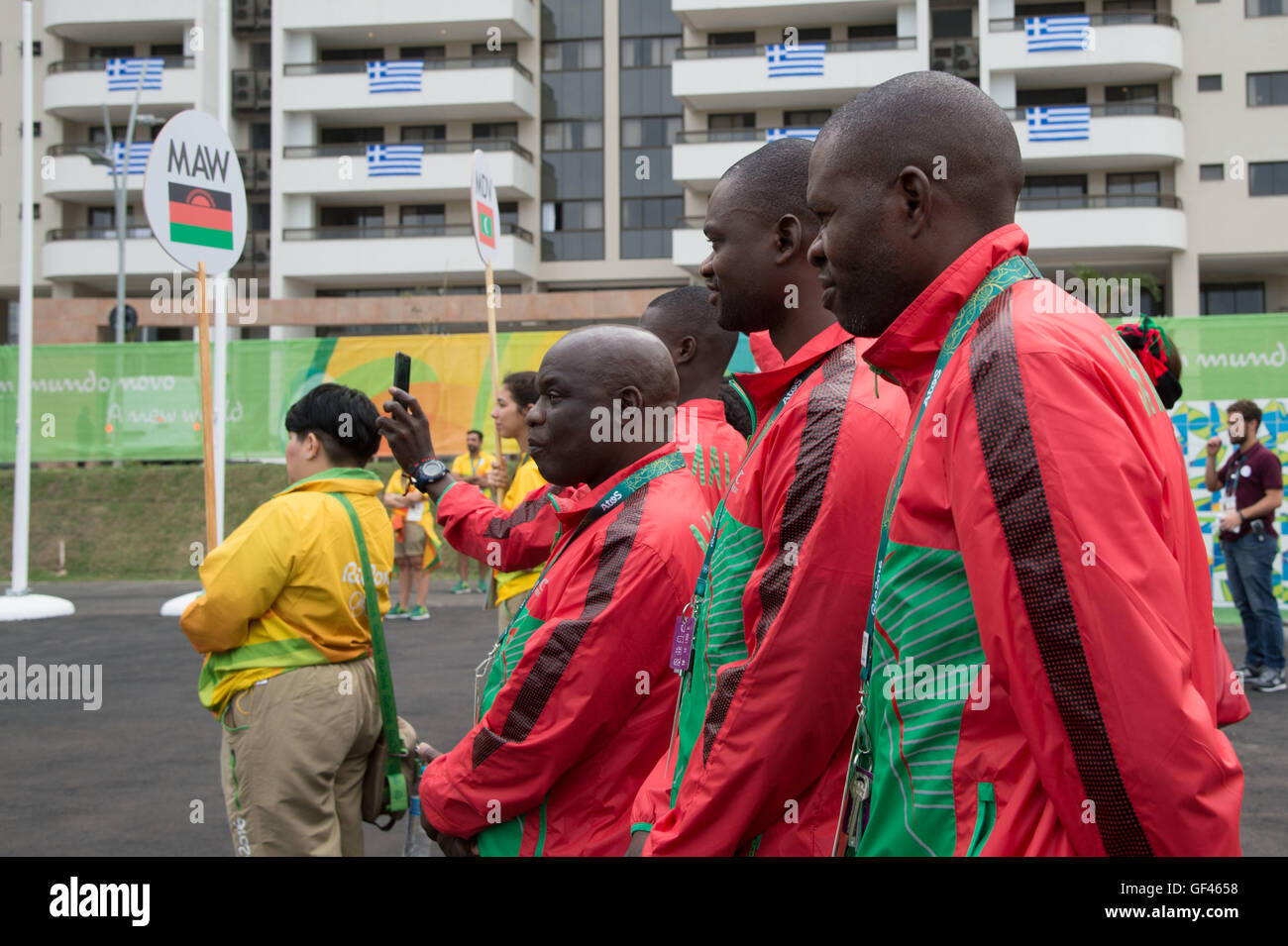 Malawi athletes during movement in the athletes' village held in the ...