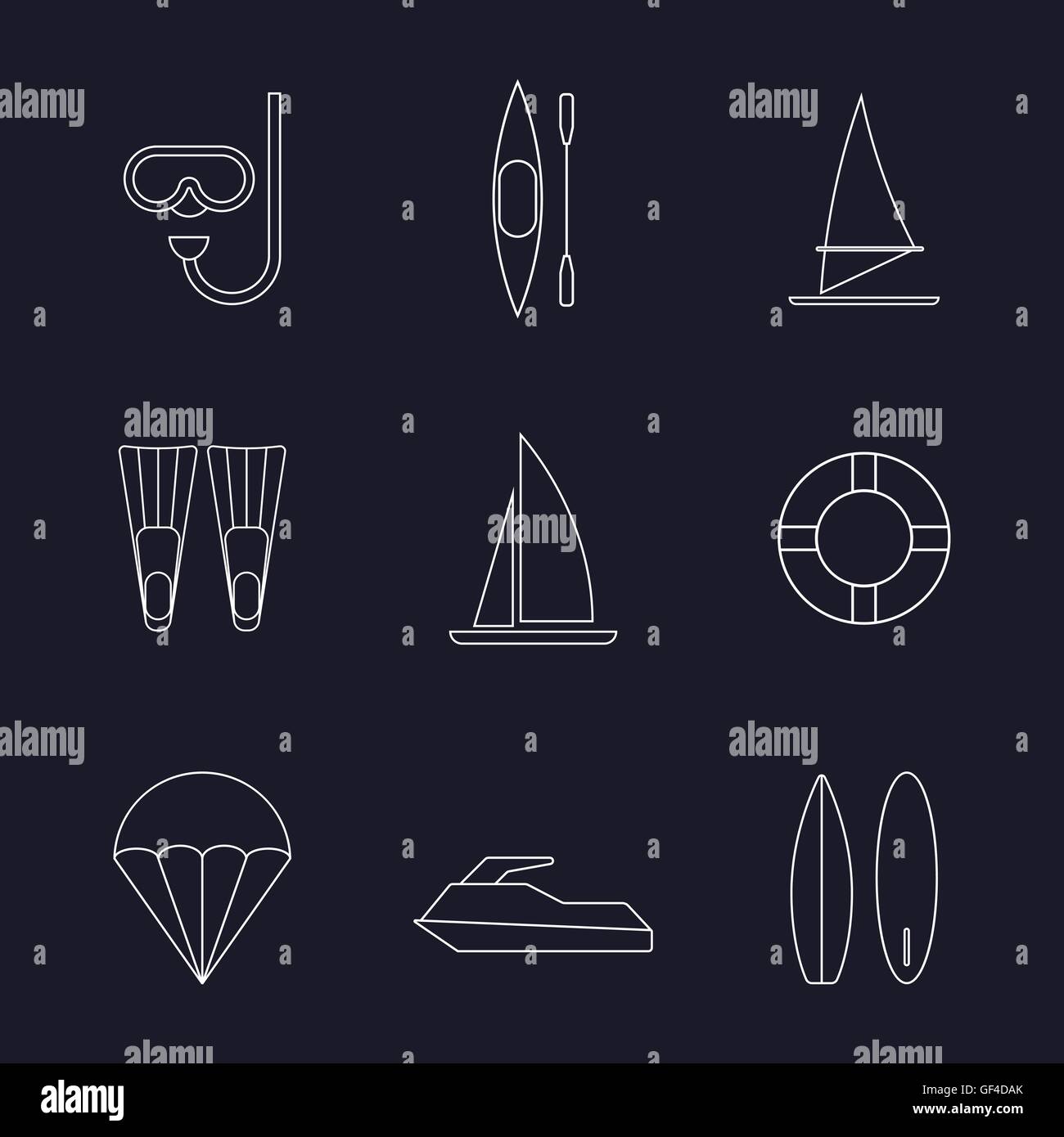 Set of water sport line icons isolated vector illustration Stock Vector ...