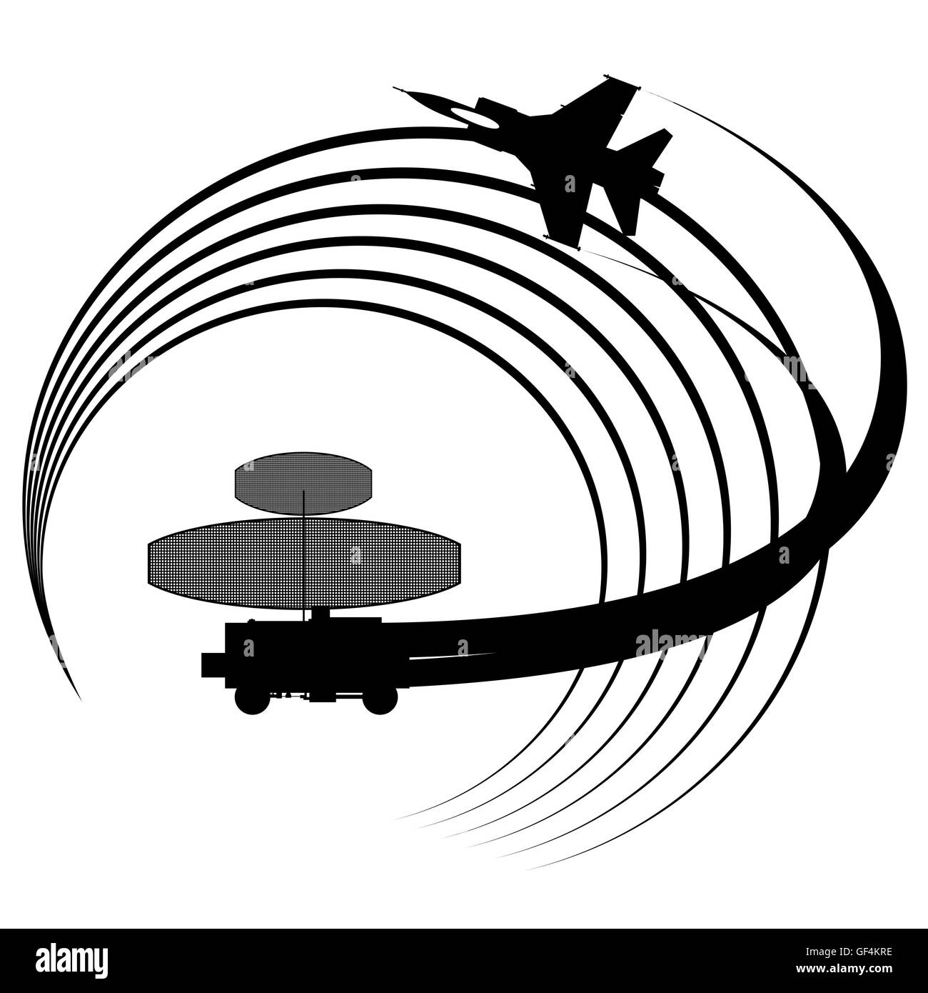 Contour flying military aircraft detected radar. The illustration on ...