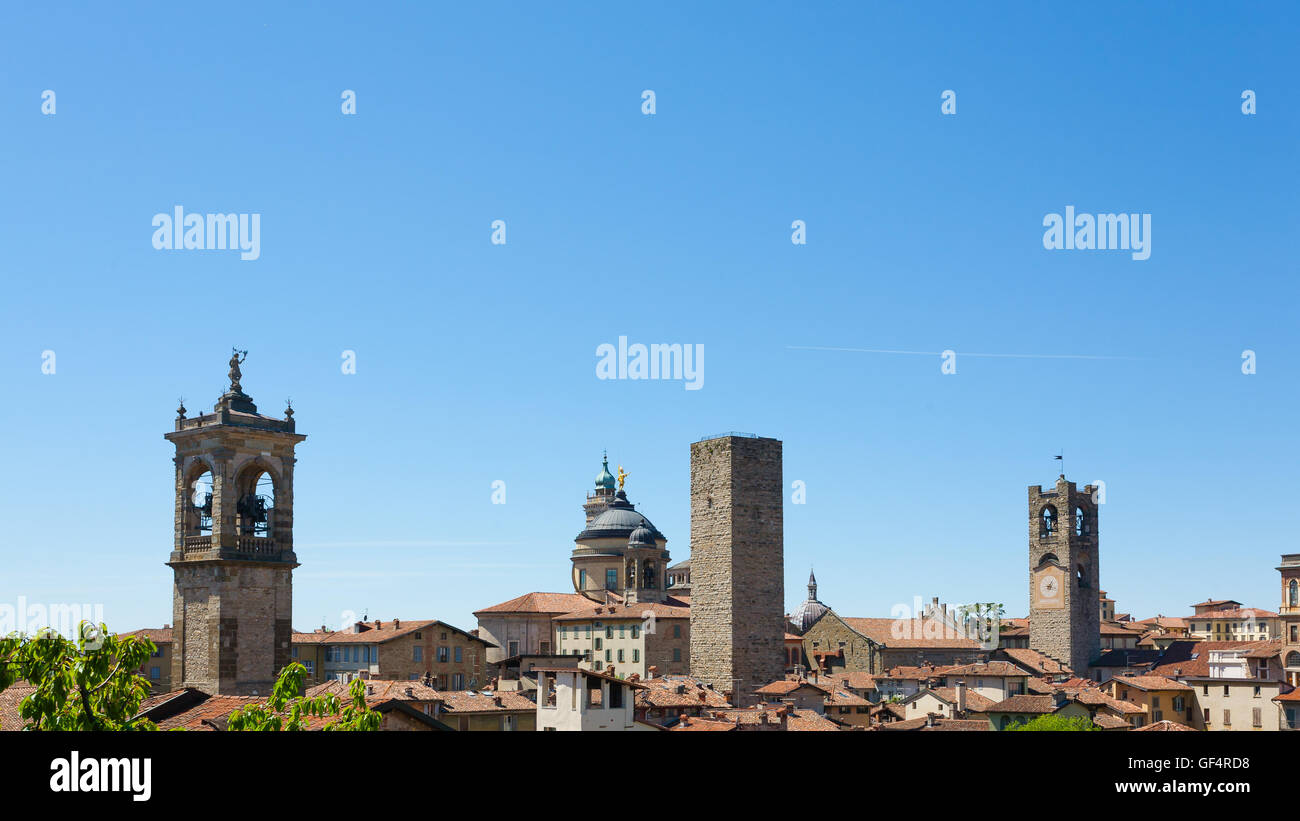 View of upper city of "Bergamo", Italian medieval town. Panorama from ...
