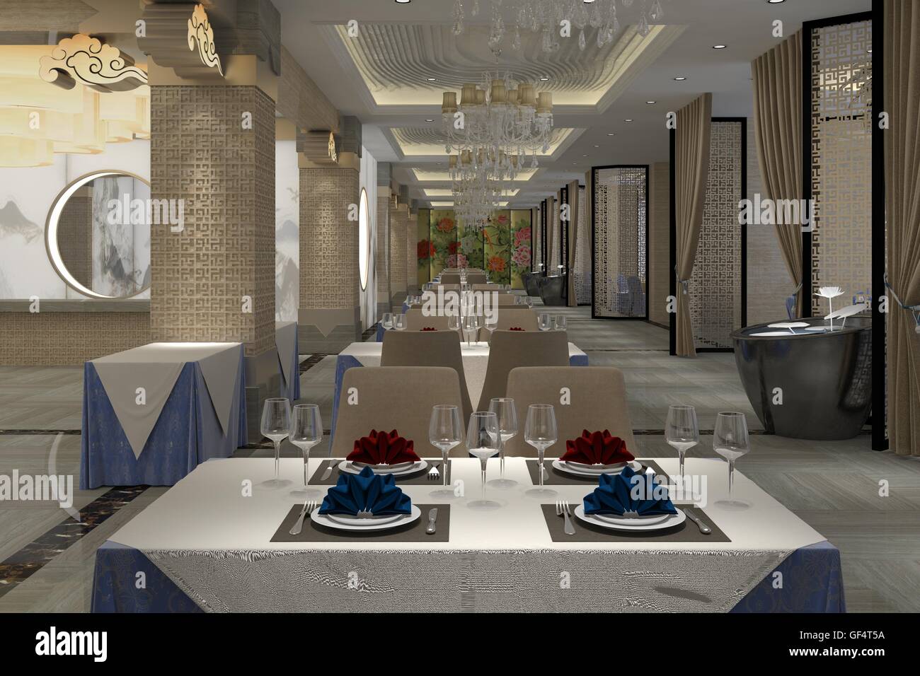 3D illustration of a restaurant interior design Stock Photo - Alamy