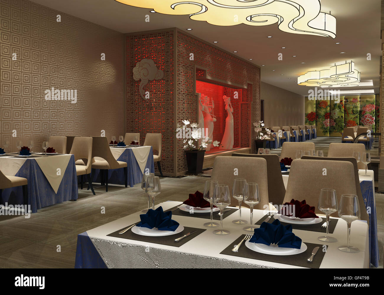 3D illustration of a restaurant interior design Stock Photo - Alamy