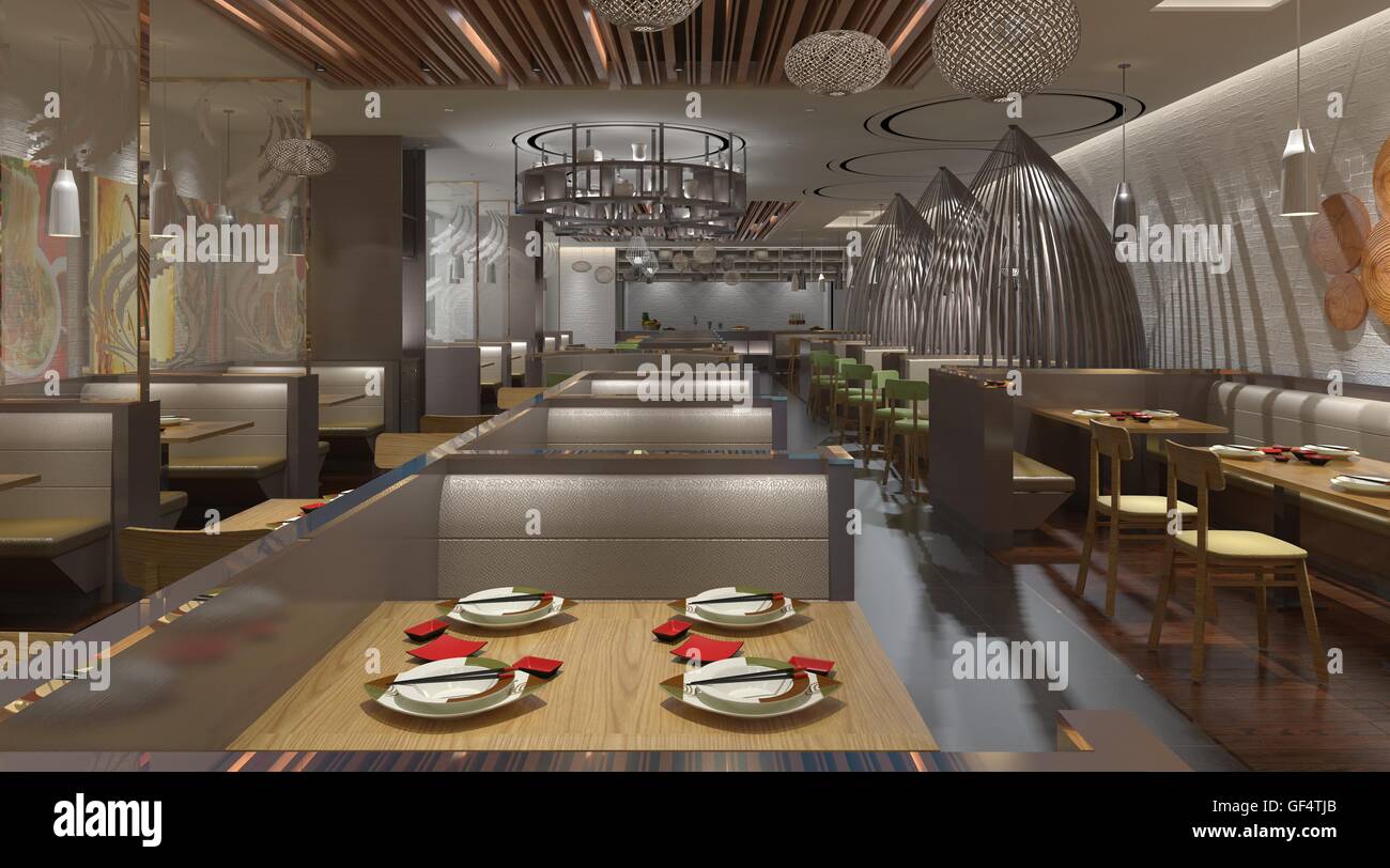 3D illustration of a restaurant interior design Stock Photo - Alamy
