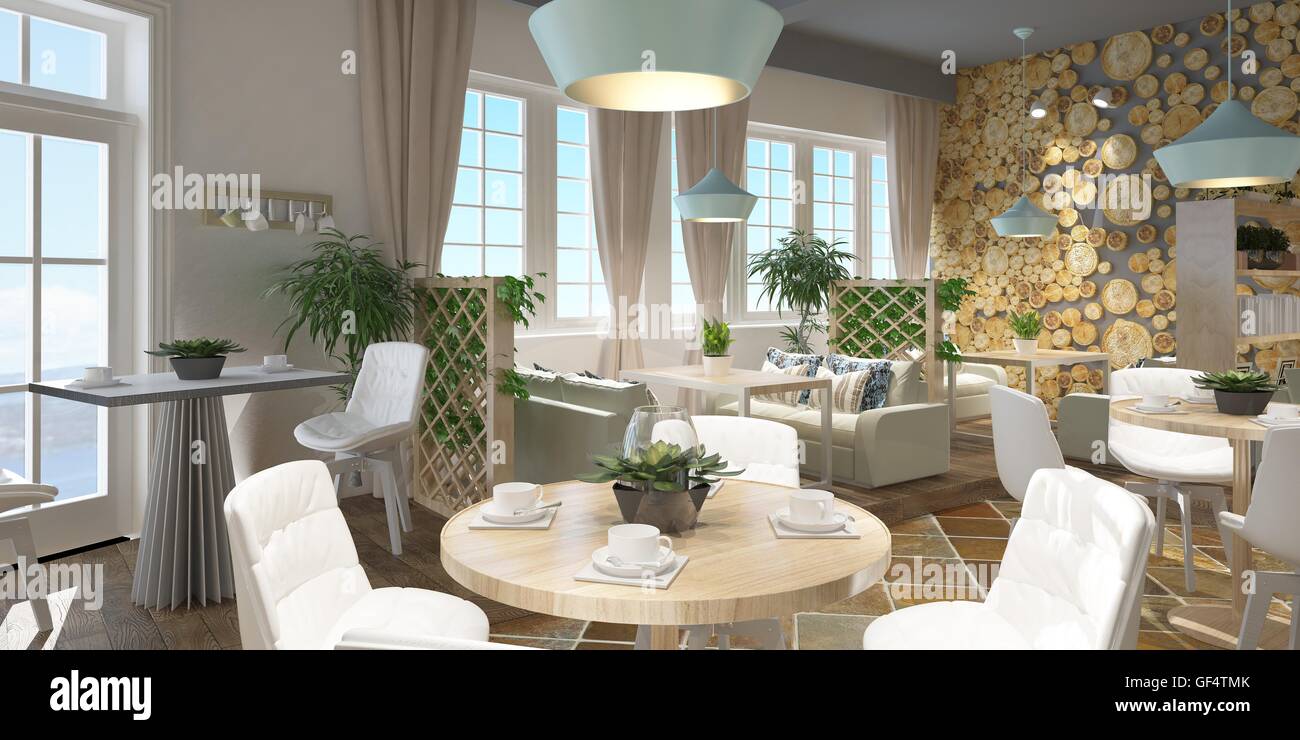 3D illustration of a restaurant interior design Stock Photo - Alamy