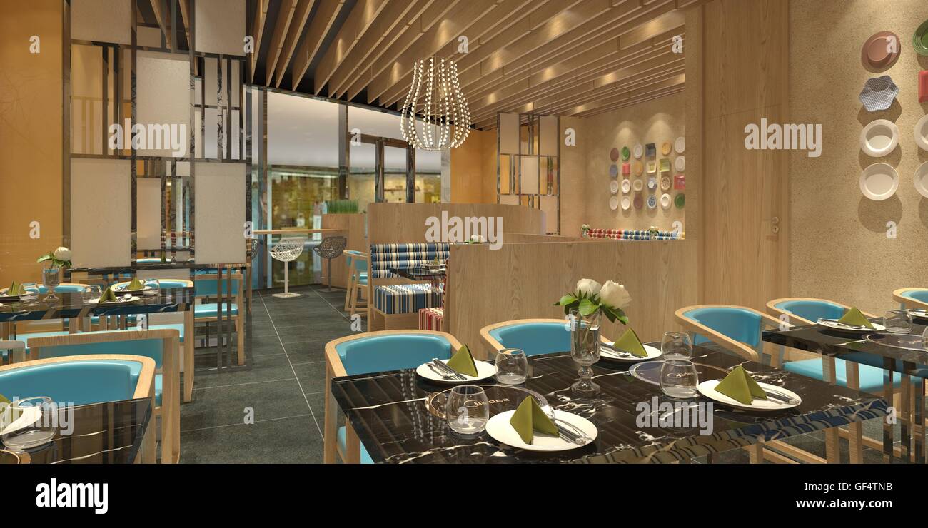 3D illustration of a restaurant interior design Stock Photo - Alamy