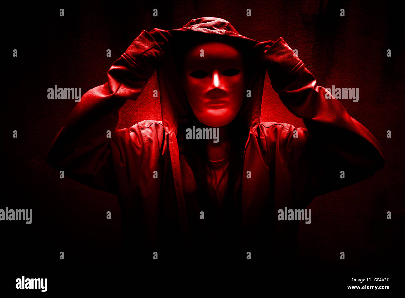 Dark doctrine,Mysterious woman wearing white mask under hoodie,Scary ...