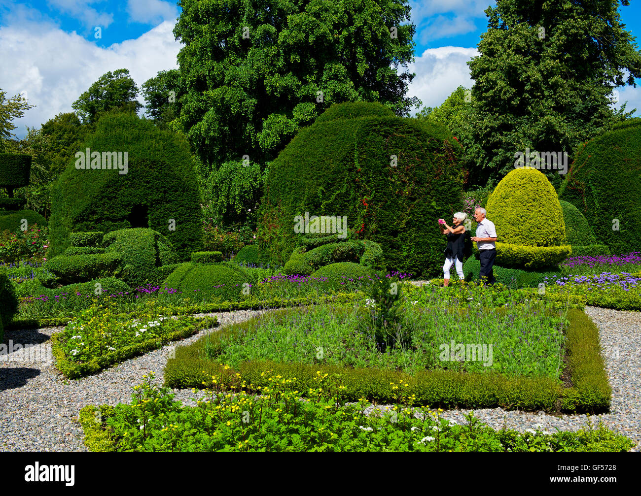 The topiary gardens at Levens Hall, South Lakeland, Cumbria, England UK ...