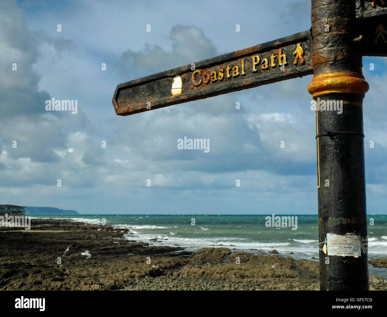 Southwest Coastal path sign old and rusty on beach Stock Photo - Alamy