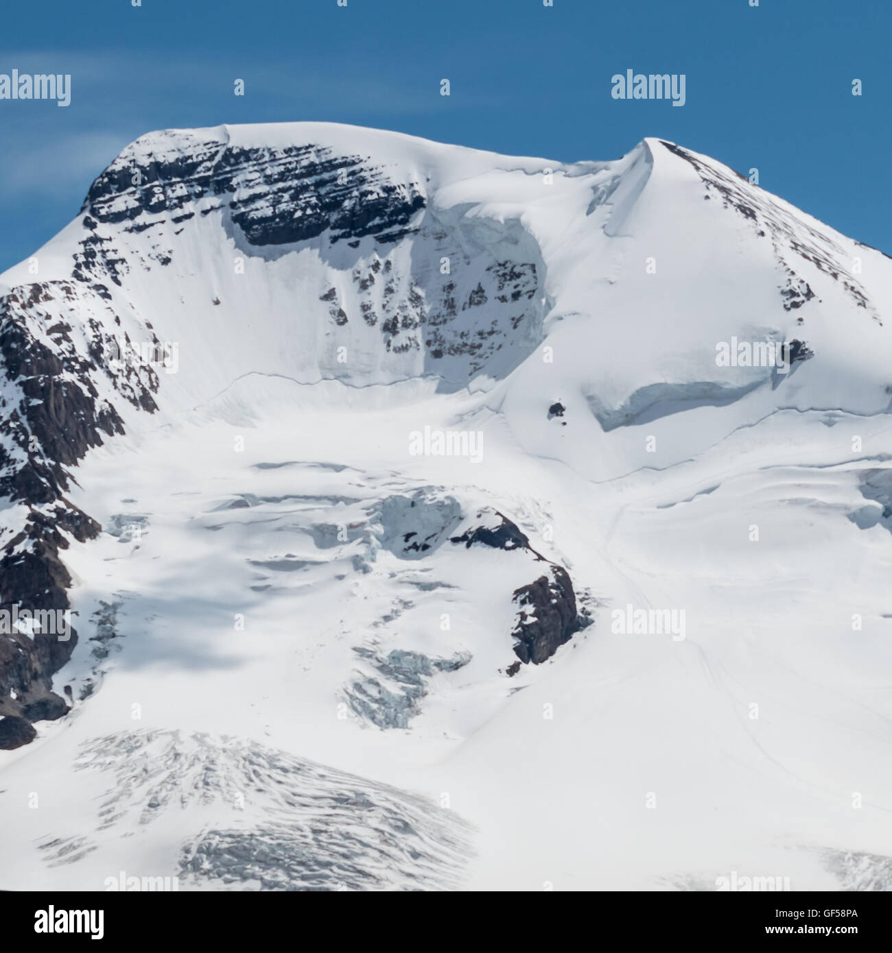 Cracks in the Snowfield give signs of a recent Avalanche Stock Photo ...