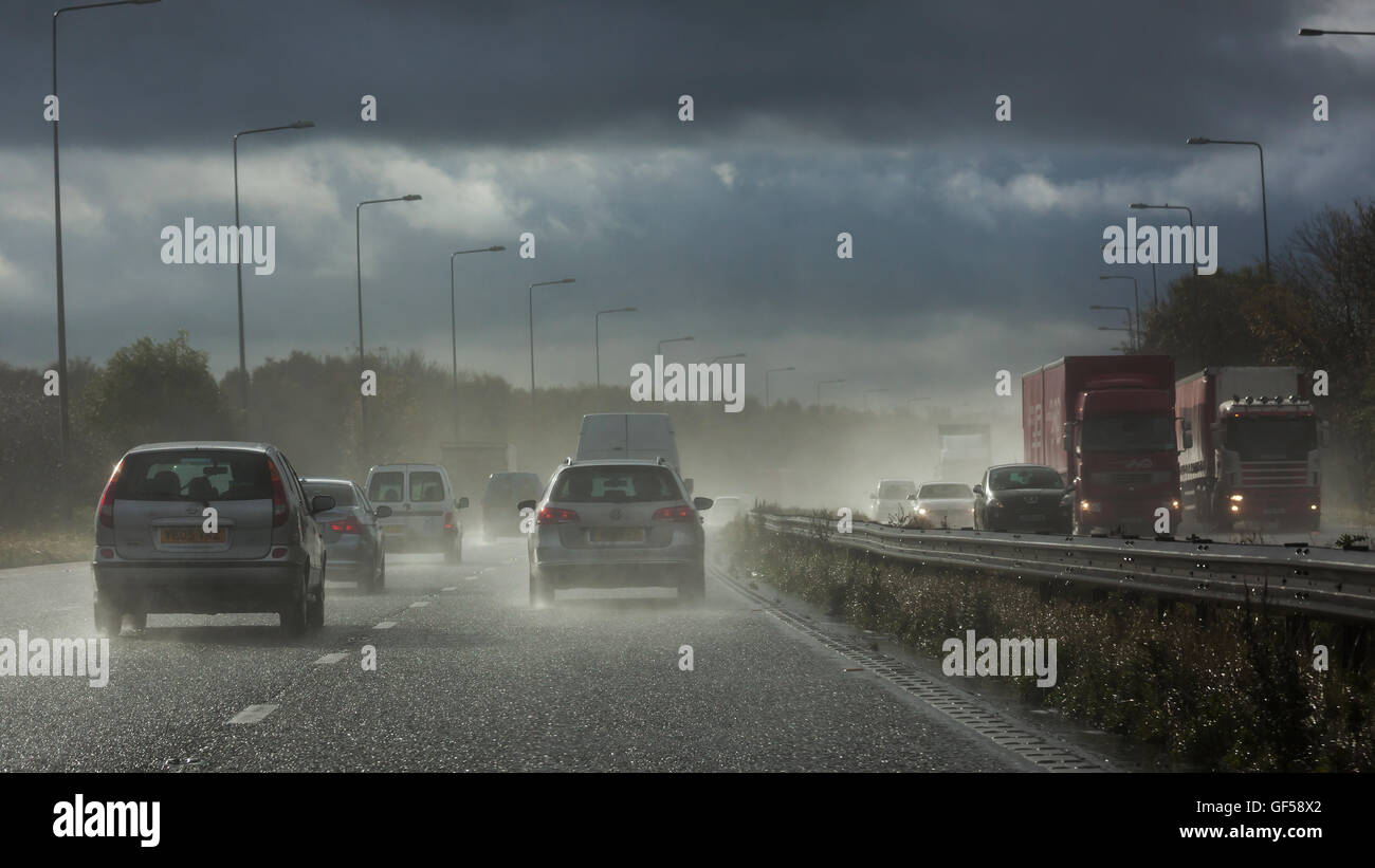 Motorway in rain Stock Photo - Alamy