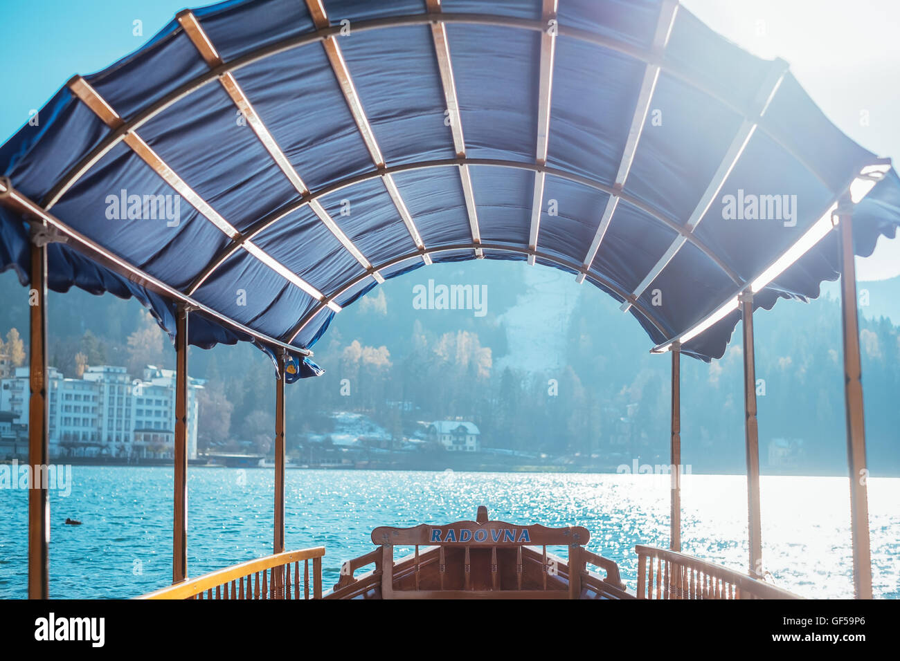 View through boat on Lake Bled, Slovenia Stock Photo - Alamy