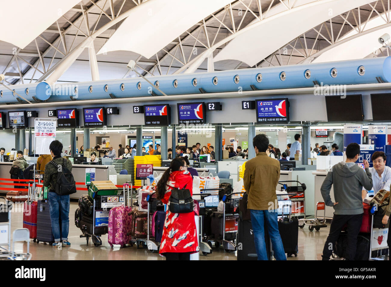 Japan, Kansai airport, KIX. Interior, terminal one. International check ...
