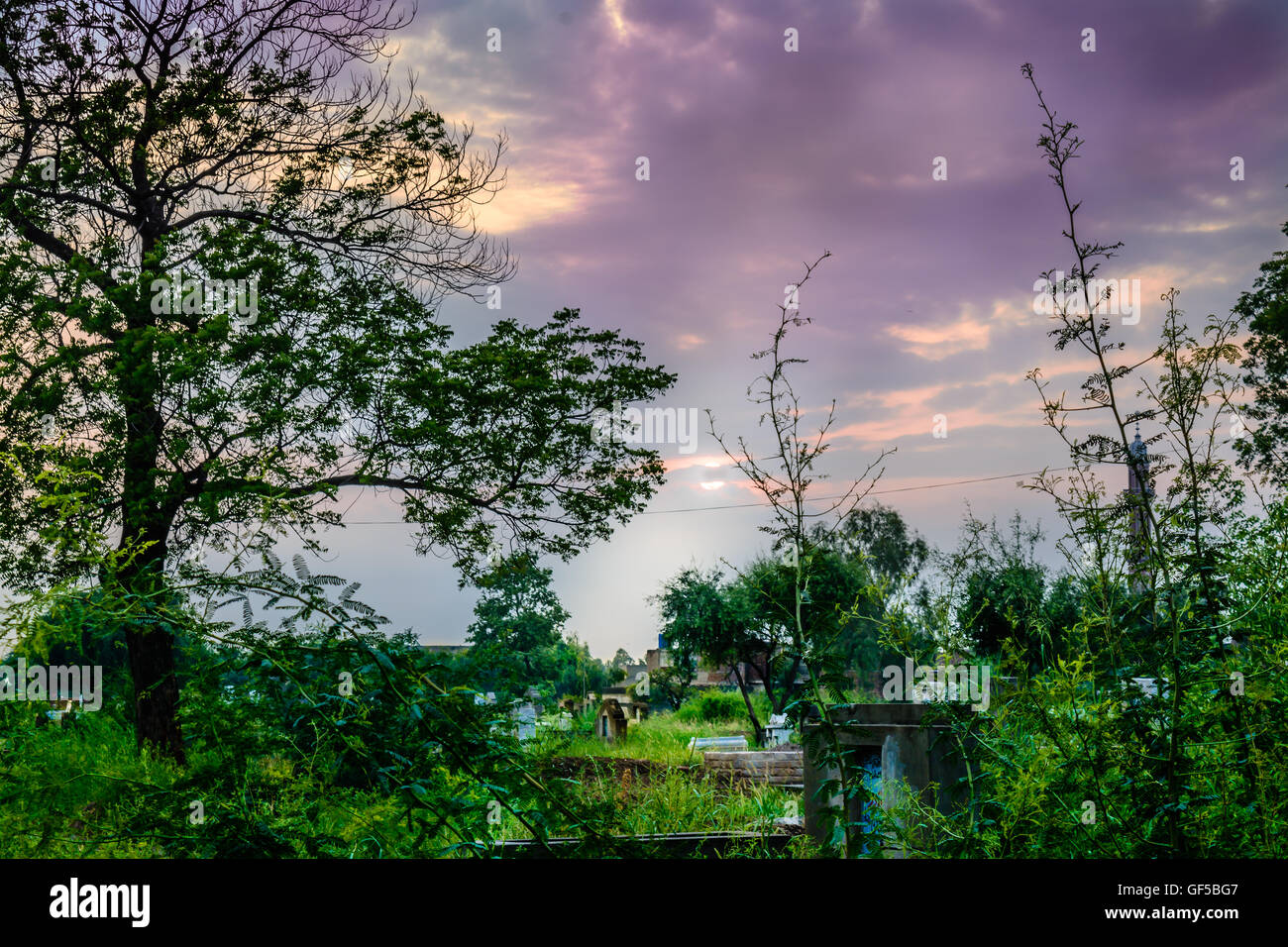 Beautiful graveyard scene after monsoon rain Stock Photo - Alamy