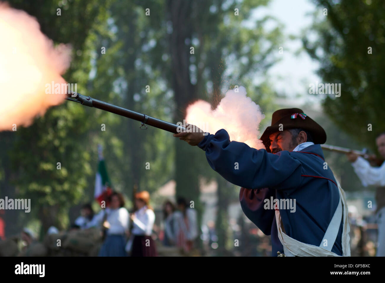 Historical reenactment of the Battle of Napoleon called “ dei Camolli ...