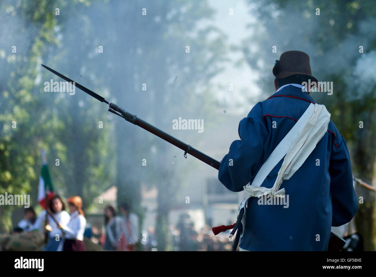 Historical reenactment of the Battle of Napoleon called “ dei Camolli ...